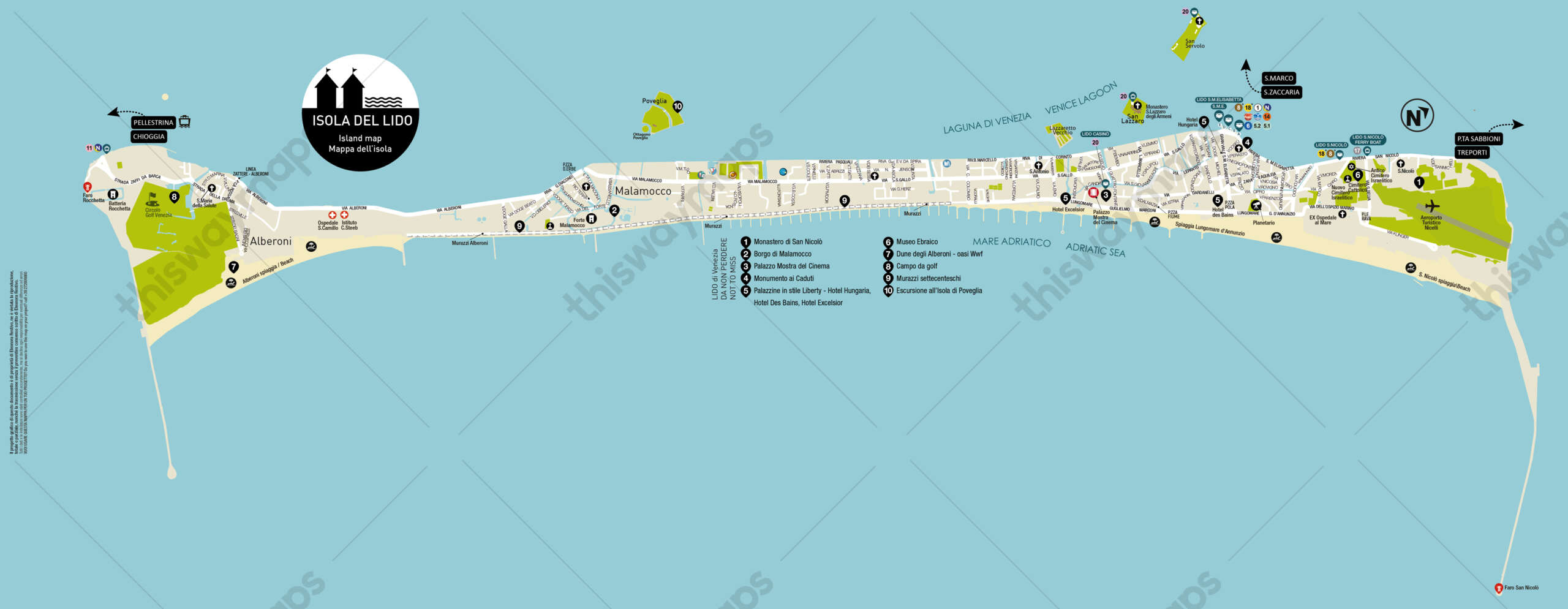 Venice Lido Italy Attraction Map