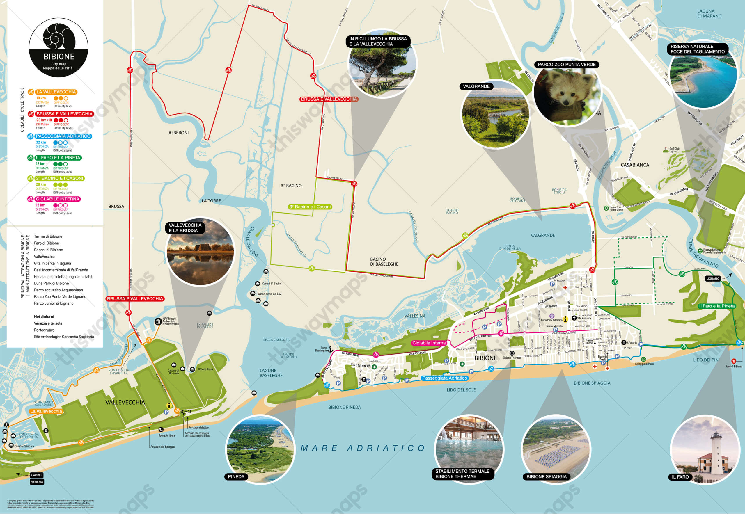 Mappa di Bibione - thiswaymaps mappe personalizzate e vettoriali per ...