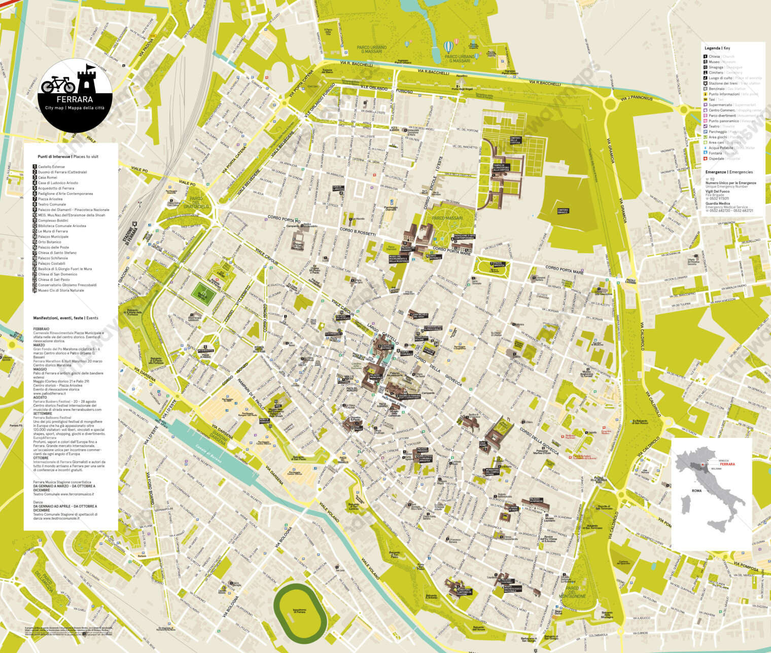 Mappa di Ferrara - thiswaymaps mappe personalizzate e vettoriali per ...