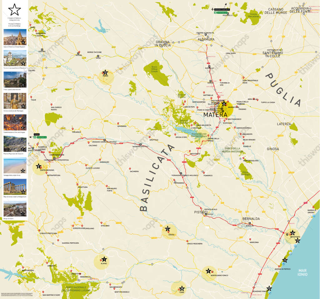 Mappa del Territorio di Matera - thiswaymaps mappe personalizzate e ...