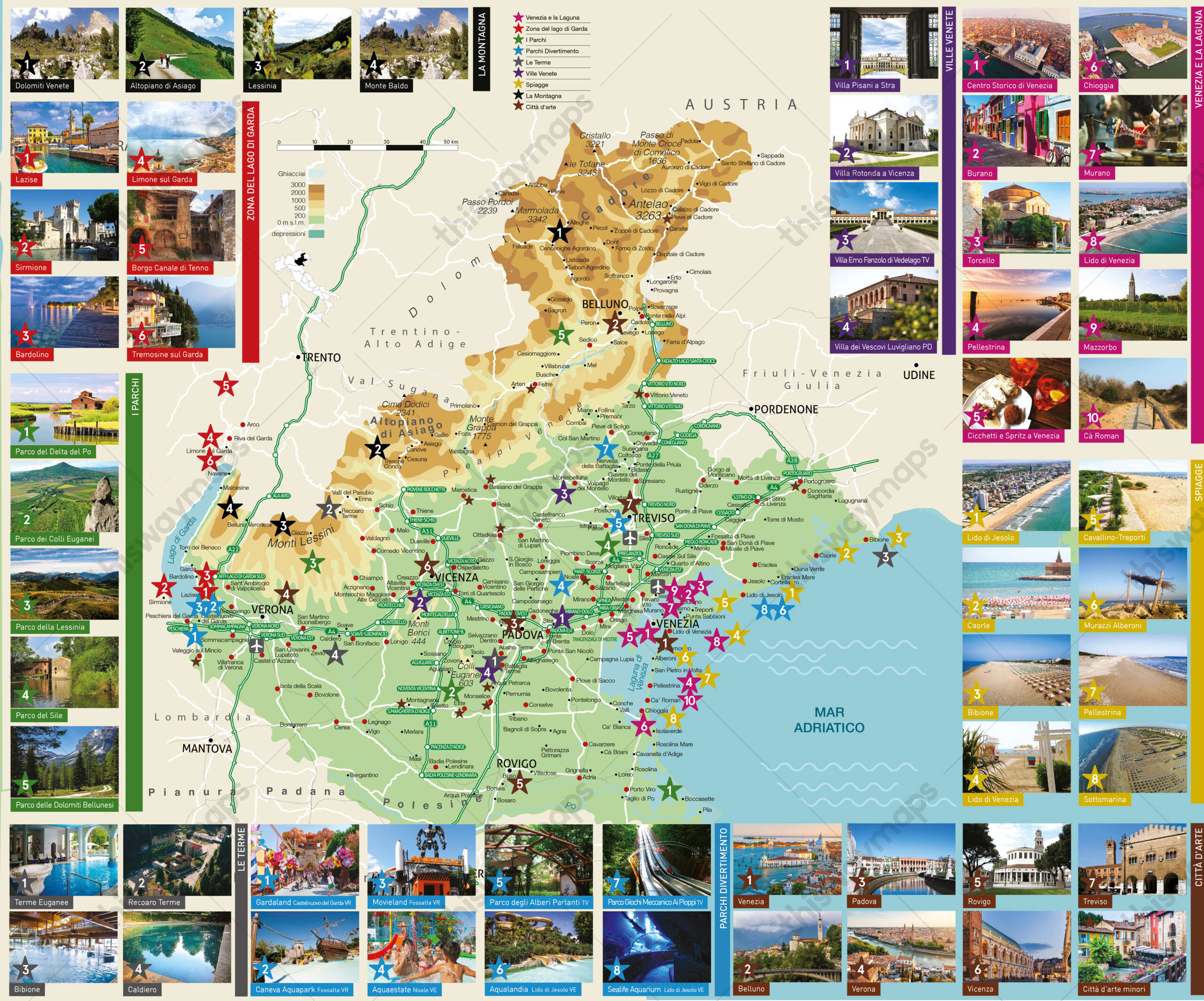 Mappa del Veneto Turistico - thiswaymaps mappe personalizzate e ...