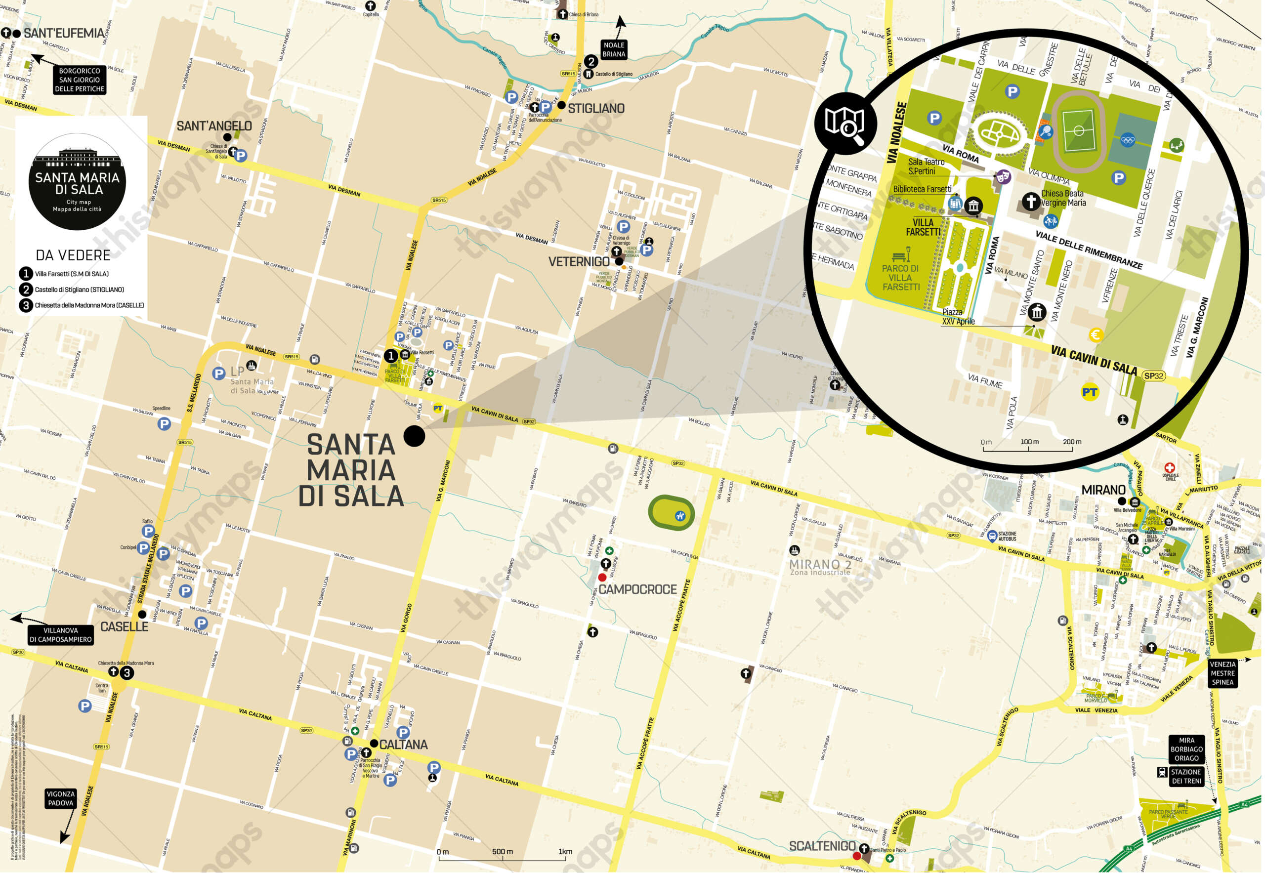 Mappa di Santa Maria di Sala - thiswaymaps mappe personalizzate e ...