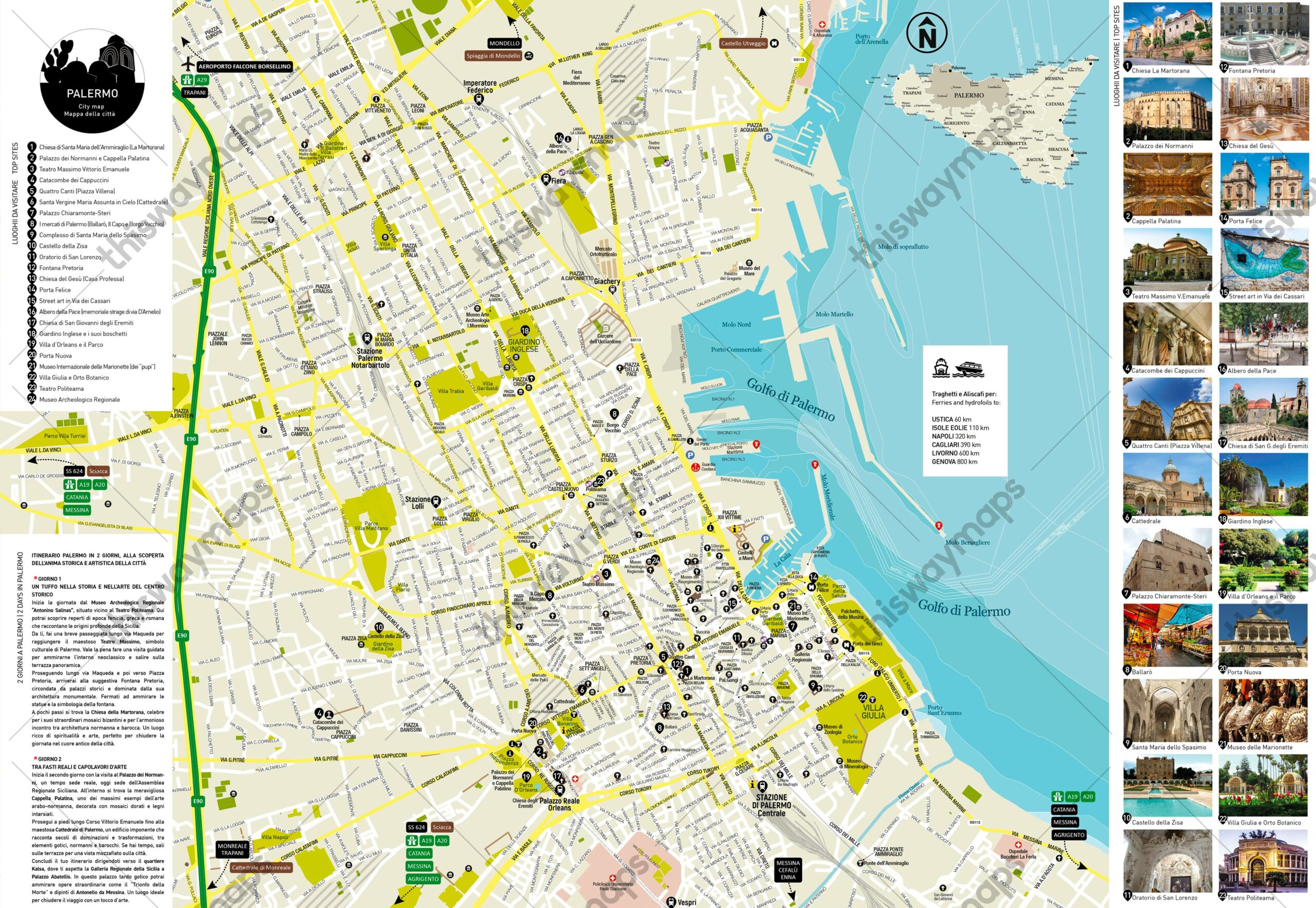 Map Of Palermo Mappa Di Palermo
